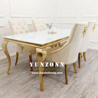 China Yunzhang Modern Marble Dining Table Set 6-Seater with Stainless Steel and Glass for Hotels Events for sale