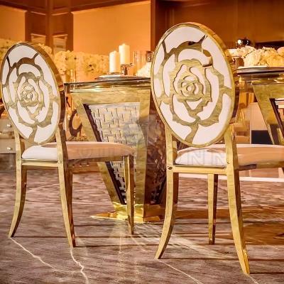 China Best Selling Round Rose Flower Pattern Back Dining Chair Stainless Steel for Hotel Outdoor Living Room Application for sale