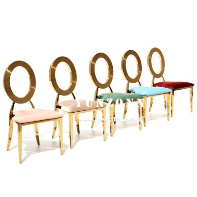 China Wholesale Stainless Steel Venetian O-Back Dining Chair Stackable Wedding Event Chair for Hotels Villas Apartments Living Rooms for sale