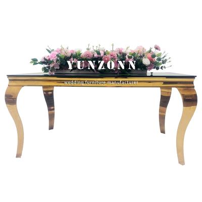China European Style Dining Table Set Wholesale Modern Black Tempered Glass with Stainless Steel for Banquets or Hotels for sale