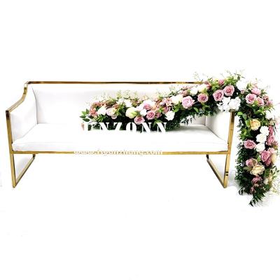 China Modern Stainless Steel Gold Frame White Electra Sofa Set-Bride Groom Love Seats for Hotel Living Room Dining Mall Outdoor Events for sale