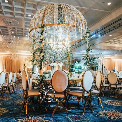 China Modern Luxury Crystal Dome Dining Table Stainless Steel Frame Metal Hotels Weddings Outdoor Restaurants Banquets for sale