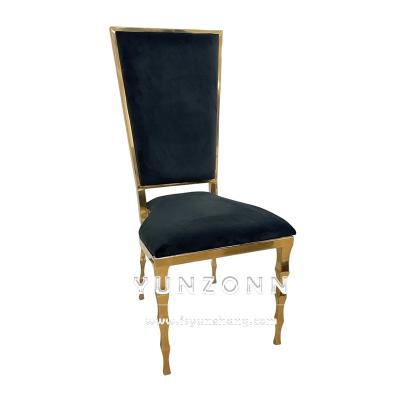 China Wholesale Luxury Black Gold Romance Metal Banquet Chairs Unique Wedding Furniture for Hotel Event Dining Party Living Room Hall for sale