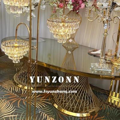 China Modern Stainless Steel Center Pieces for Restaurant Dining Table Oval Glass Design with Luxury Style for Outdoor Wedding Hotels for sale