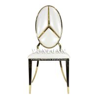 China Golden Stainless Steel Frame Famous Car Brand Bens Shape Oval Back Stainless Steel Dining Chair for sale