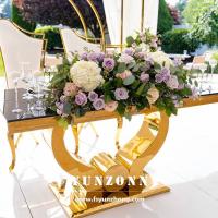 China Couple Gold Stainless Steel Wedding Table for Bride and Groom Farmhouse Design Style for Hall or Apartment for sale