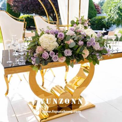 China Couple Gold Stainless Steel Wedding Table for Bride and Groom Farmhouse Design Style for Hall or Apartment for sale