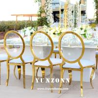 China Modern Luxury Gold Acrylic Transparent Round Back O-Shaped Leather Chair for Dining Room for Hotels for sale