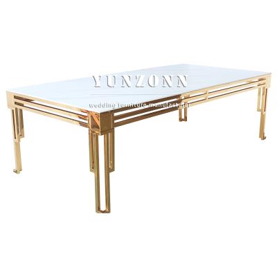 China Hotel Furniture Wedding Event Supplies Geometry Stainless Steel Rectangle Dining Table for sale