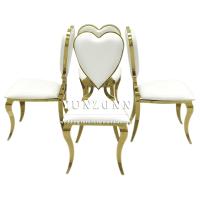 China Hot Sale Luxury Heart Shape Back Design Party Rental Stainless Steel Gold Banquet Chairs Stackable Wedding Chairs for sale