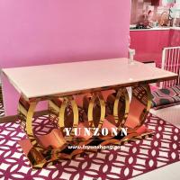 China Modern Audi Luxury Italian Dining Table With Antique Marble Top Steel and Metal for Kitchen Hotel and Home Dining Room Use for sale