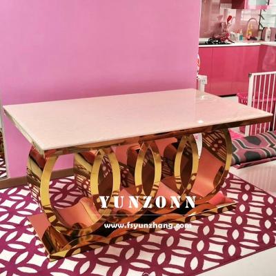 China Modern Audi Luxury Italian Dining Table With Antique Marble Top Steel and Metal for Kitchen Hotel and Home Dining Room Use for sale