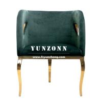 China Luxurious Green Velvet Accent Chair with Gold Stainless Steel Leg for Hotels and Dining for Wedding Events for sale