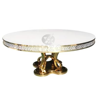 China Modern Luxury MDF/Glass Top Dining Table Stainless Steel for Outdoor Hotel Furniture Weddings Banquets Parties for sale