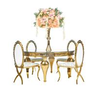 China Newly Designed Acrylic Banquet Metal Chairs X Leg Golden Stainless Steel Frame Oval Back PU Leather Living Room Commercial for sale