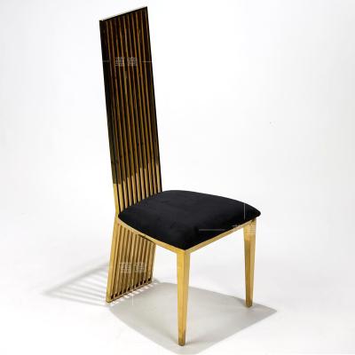 China High Back Ribcage Metal Chair with Stainless Steel Gold Finish Luxury Modern Apartment Dining Hotel Outdoor Living Rooms Events for sale