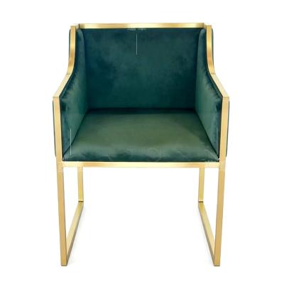 China Outdoor Garden Restaurant Hotel Banquet Dining Room Furniture Gold Stainless Steel Leg Fabric Velvet Dark Green Wedding Chairs for sale