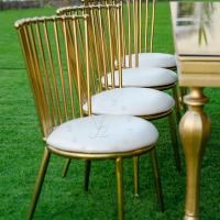 China Wholesale Modern Windsor Chair Gold Stainless Steel Frame with Leather/Velvet Combination Hotel Dining Outdoor Living Room Use for sale