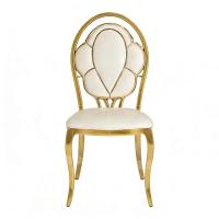 China Luxury Modern Gold Round Back Armchairs Stainless Steel Hotel Chairs for Wedding Events Outdoor Dining & Apartment Use for sale