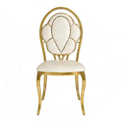 China Luxury Modern Gold Round Back Armchairs Stainless Steel Hotel Chairs for Wedding Events Outdoor Dining & Apartment Use for sale