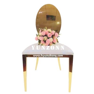 China PU Seat O-Round Back Mirror Gold Stainless Steel Wedding Chair Stackable for Outdoor Events and Parties for Apartment Villa for sale