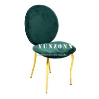 China Wholesale Dining Room Furniture Nordic Velvet Green Luxury Gold Stainless Steel Base Hotel Fabric Dining Chair for sale