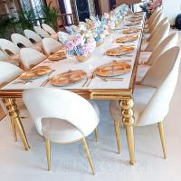 China Luxury Golden Stainless Steel Leg Beige Open Back Chair for Weddings Events Outdoor Banquets for Living Room Apartment Villa for sale