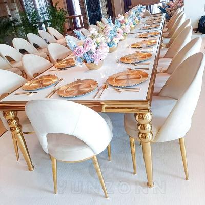 China Luxury Golden Stainless Steel Leg Beige Open Back Chair for Weddings Events Outdoor Banquets for Living Room Apartment Villa for sale