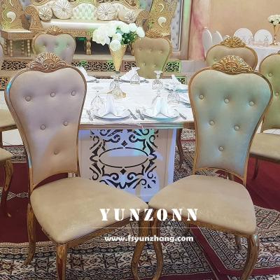 China Luxury Royal Crown Head Wedding Chair Event Venue White and Gold Dining Chairs for sale