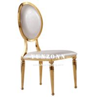 China Wholesale Modern Round Back Dining Chairs Golden Stainless Steel for Hotels Banquets and Wedding Events for sale