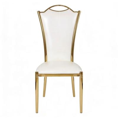 China Modern Stainless Steel Dining Banquet Chairs White PU Grey Seat for Outdoor Living Room Commercial Hotel Apartment Home for sale