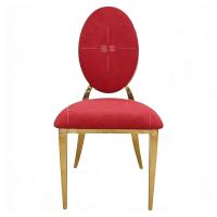 China New Model Royal Gold Wedding Round Back Chairs Stainless Steel with Red Velvet Modern Style Outdoor Events Hotels Bars Party for sale