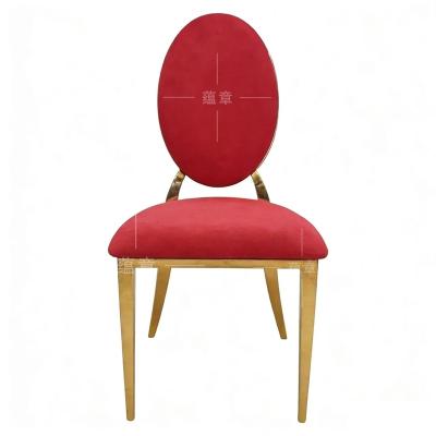 China New Model Royal Gold Wedding Round Back Chairs Stainless Steel with Red Velvet Modern Style Outdoor Events Hotels Bars Party for sale