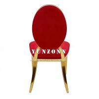 China New Model Royal Gold Wedding Round Back Chairs Stainless Steel with Red Velvet Modern Style Outdoor Events Hotels Bars Party for sale