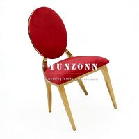 China New Model Royal Gold Wedding Round Back Chairs Stainless Steel with Red Velvet Modern Style Outdoor Events Hotels Bars Party for sale