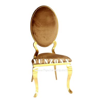 China French Style Gold Wedding Chairs Modern Velvet Fabric with Stainless Steel for Hotel Villa Banquet Events for sale