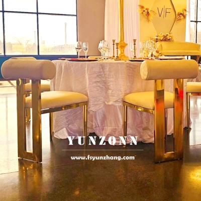 China Cali Gold Stainless Steel Dining Chair with Velvet Cushion for Weddings and Hotels for sale
