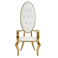 China Luxury Stainless Steel Leather Durable Outdoor Modern High Back Banquet Hall Bridal Wedding Villa Chair for Party Dining Hotel for sale
