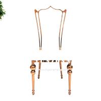China Romance Banquet Wedding Throne Dining Chair Rose Gold Durable Stainless Steel Synthetic Leather for Hotel Living Room Event for sale