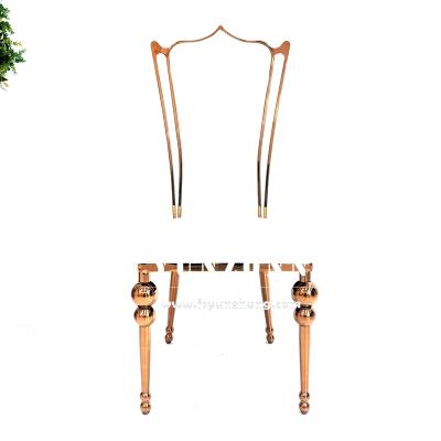 China Romance Banquet Wedding Throne Dining Chair Rose Gold Durable Stainless Steel Synthetic Leather for Hotel Living Room Event for sale