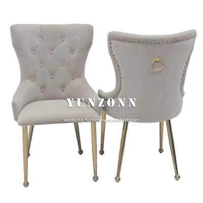 China Latest Style Hotel Furniture Velvet Cushion and Stainless Steel Leg Chair for Wedding Parties and Events for sale