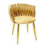 China Single Seater Velvet Armchair with Rope Woven Dining Chair New Design Wedding Lounge Chair for Banquets and Restaurants for sale