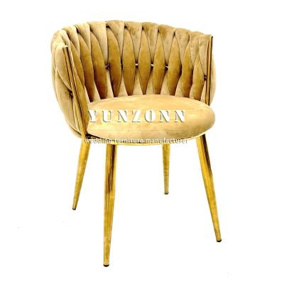China Single Seater Velvet Armchair with Rope Woven Dining Chair New Design Wedding Lounge Chair for Banquets and Restaurants for sale