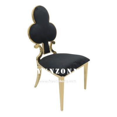 China Hot Sale Black Velvet Poker Banquet Chair Golden Stainless Poker Luxury Wedding Chairs Events for Sale for sale