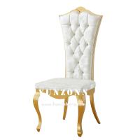 China High Back Hotel Dining Banquet Chair in Gold Stainless Steel for Wedding Reception for Groom and Bride for sale