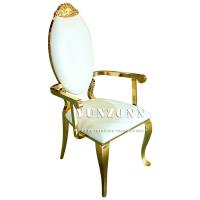 China Luxury High Back Golden Frame Stainless Steel Wedding Bride Events Chair with Armrest for sale