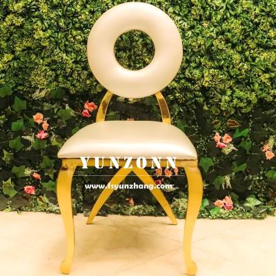 China High Quality Modern Gold Dining Chair Round Back with Stainless Steel for Banquets and Restaurants for sale