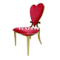 China High Quality Gold Electroplated Chair Metal Banquet Chair Love Shape Back Wedding Chair for Event Decor for sale
