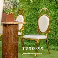 China Modern Gold Oval Back Wedding Dining Chair Wholesale Stainless Steel Furniture for Banquets and Hotels for sale