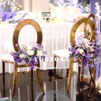 China Hot Sale Modern Style Gold Ring Back Chair for Marriage Wholesale Price Stainless Steel Banquet Furniture for Hotels for sale